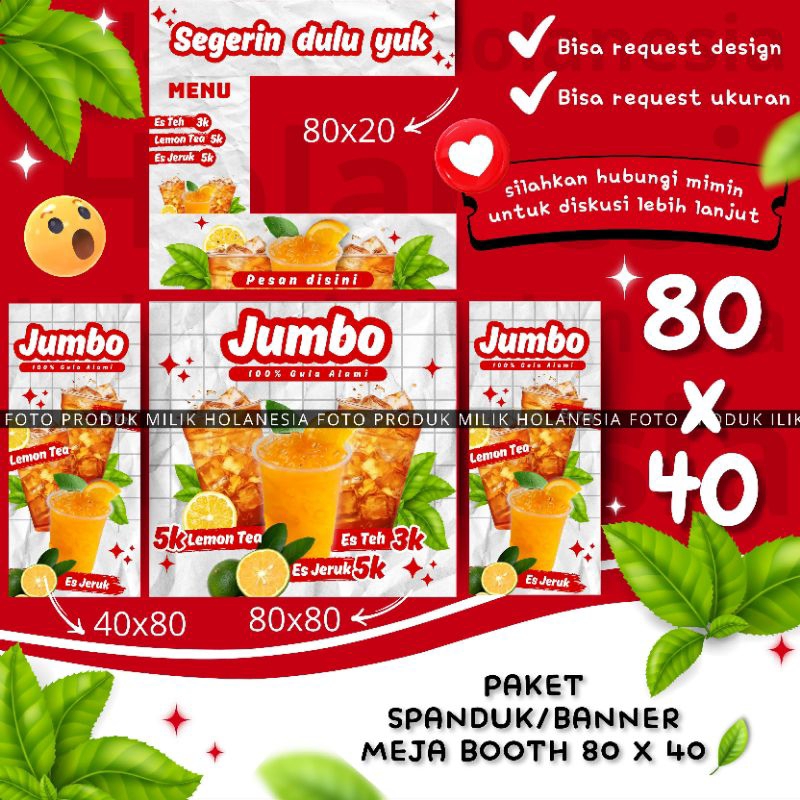 Jual PAKET SPANDUK, BANNER BOOTH, BANNER CETAK UK 80X40 | Shopee Indonesia