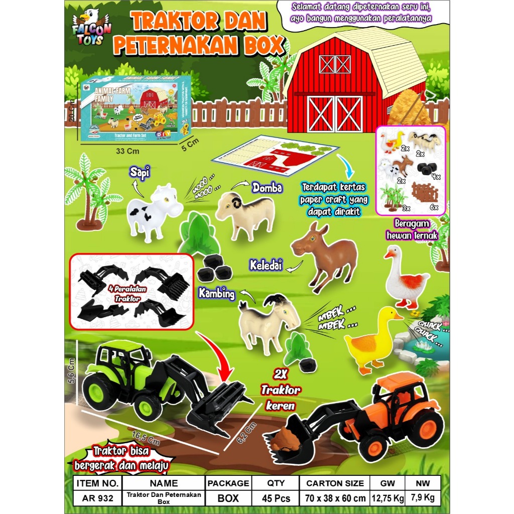Jual PROMO Mainan Miniatur HEWAN Set Kandang Ternak Dan Traktor ...