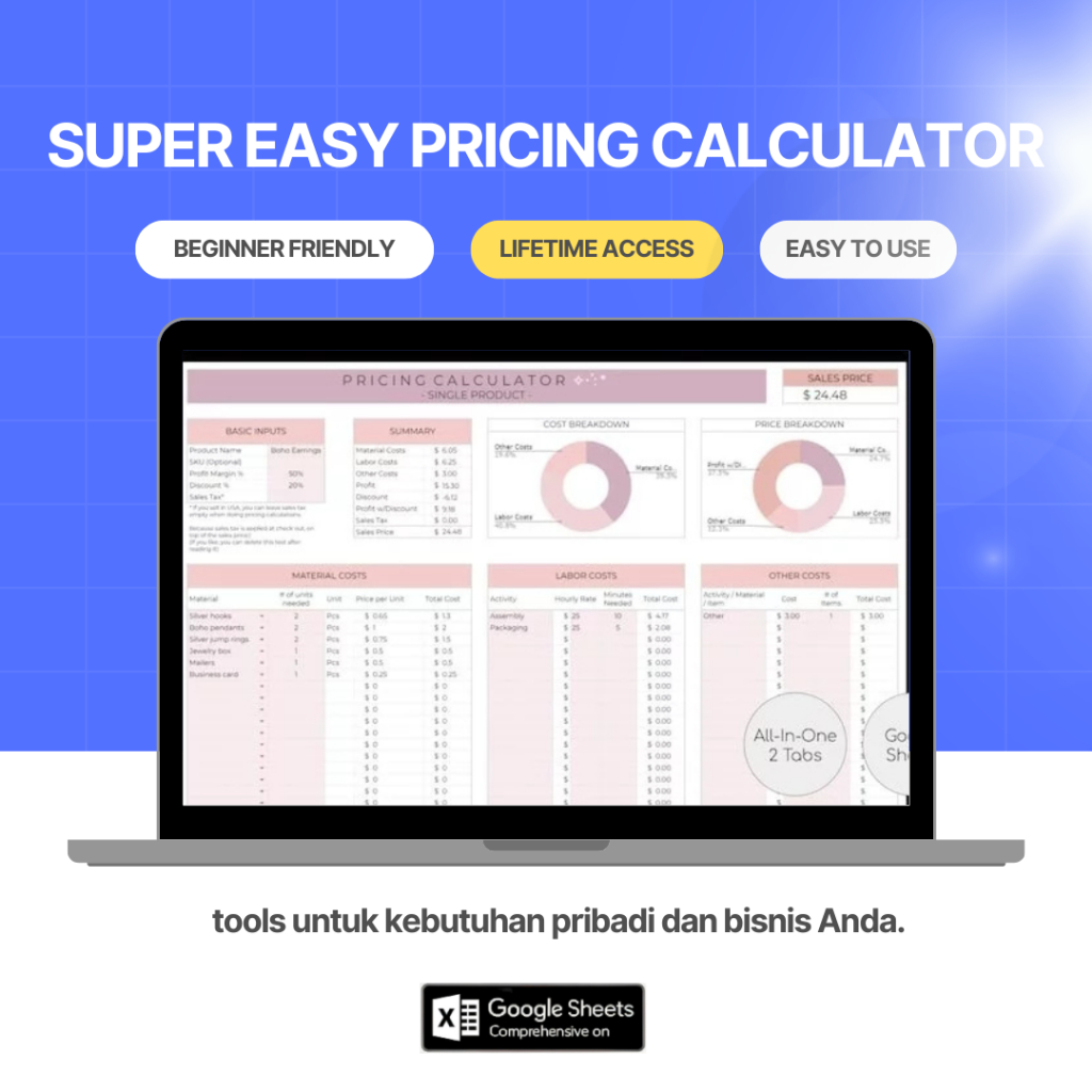 Jual A57 Spreadsheet Kalkulator Harga | Templat Bisnis Kecil ...