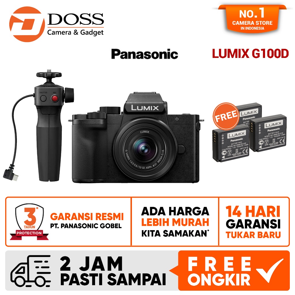 Jual Panasonic Lumix G100D Mirrorless Camera Kit 12-32mm Lens & Tripod ...