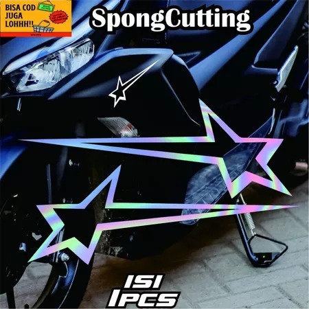 Jual Sticker Bintang Star Racing Keren Motor Cutting Hologram Decals ...