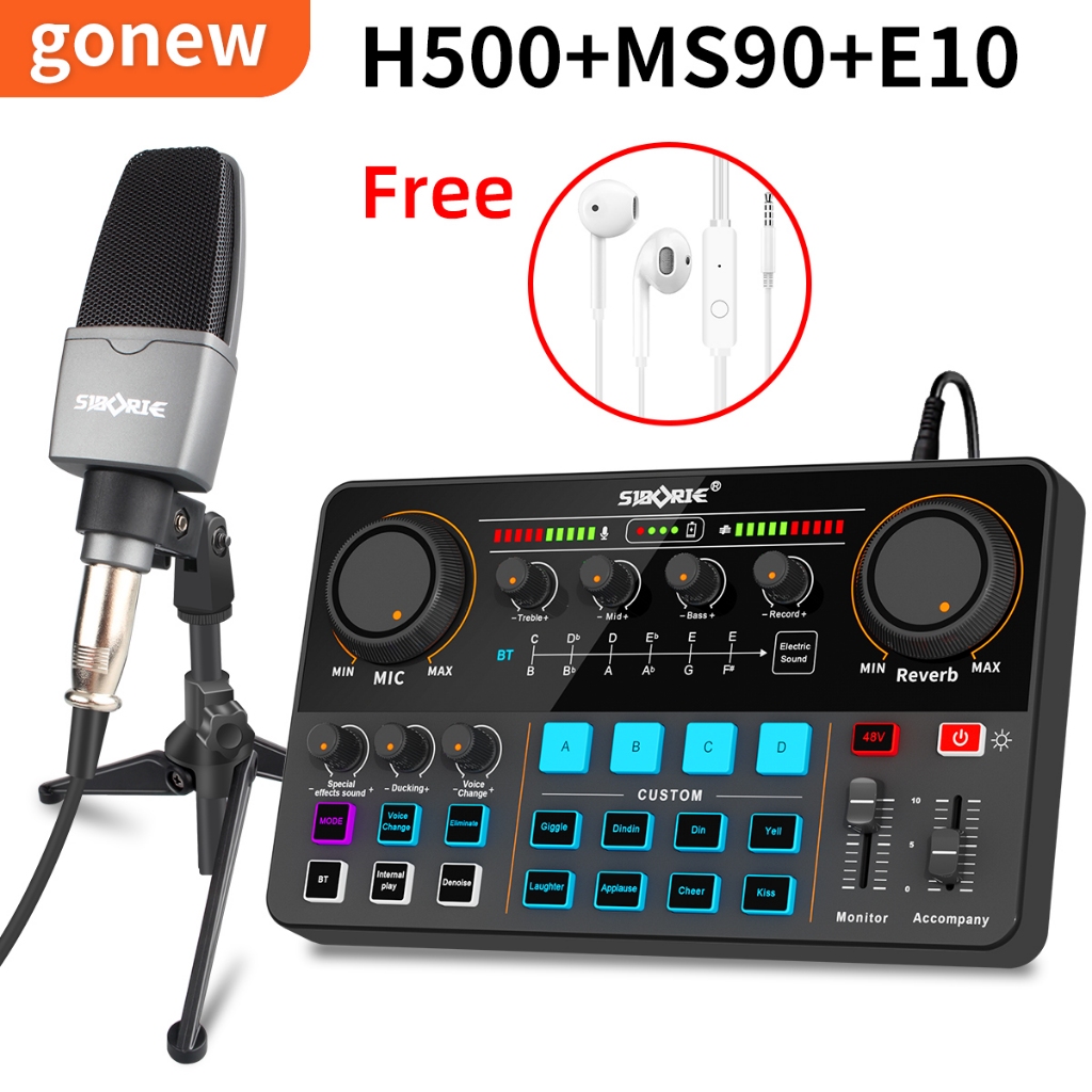 Jual Gonew H500 soundcard+MS90 mic +E10 paket lengkap SET Complimentary ...