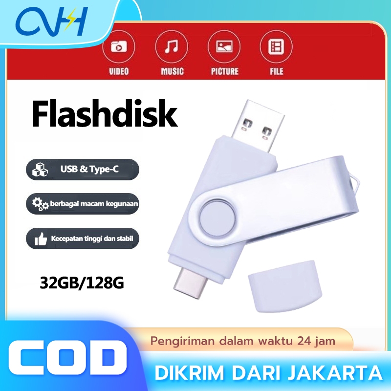 Jual Flashdisk OTG Dual Drive USB3.0 + Type C 32GB/128GB Rotatable High ...