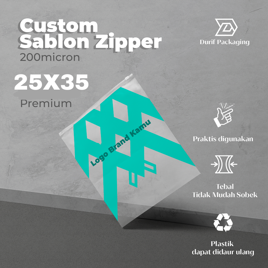 Jual CUSTOM SABLON Zipper Pouch PE Ukuran 25x35 Potrait / Zipper Bag ...