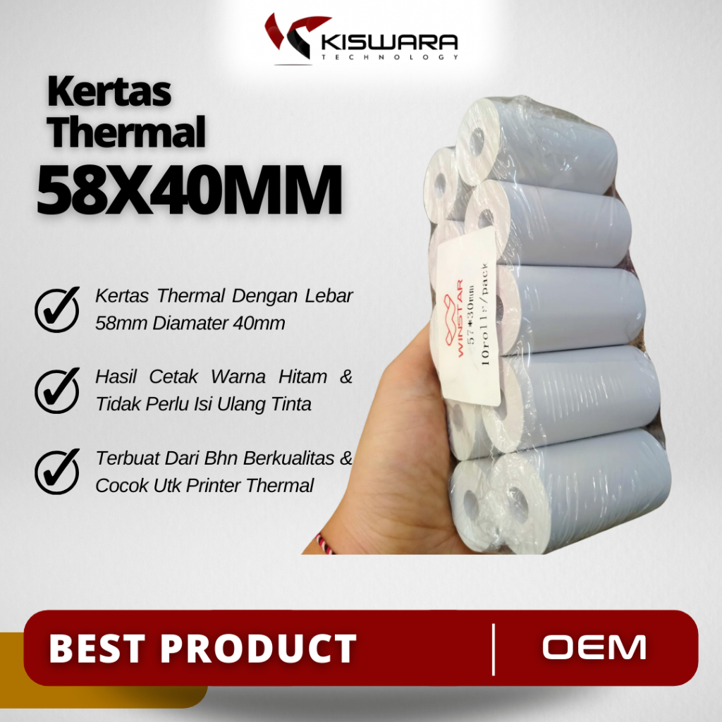 Jual [Termurah] Kertas Thermal Cetak Struk Nota Ukuran 58X40mm ...