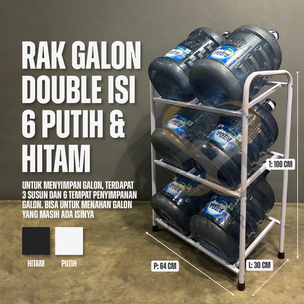 Jual RAK GALON AIR 6 SUSUN DOUBLE EKONOMIS MURAH // RAK GALON MIRING ...