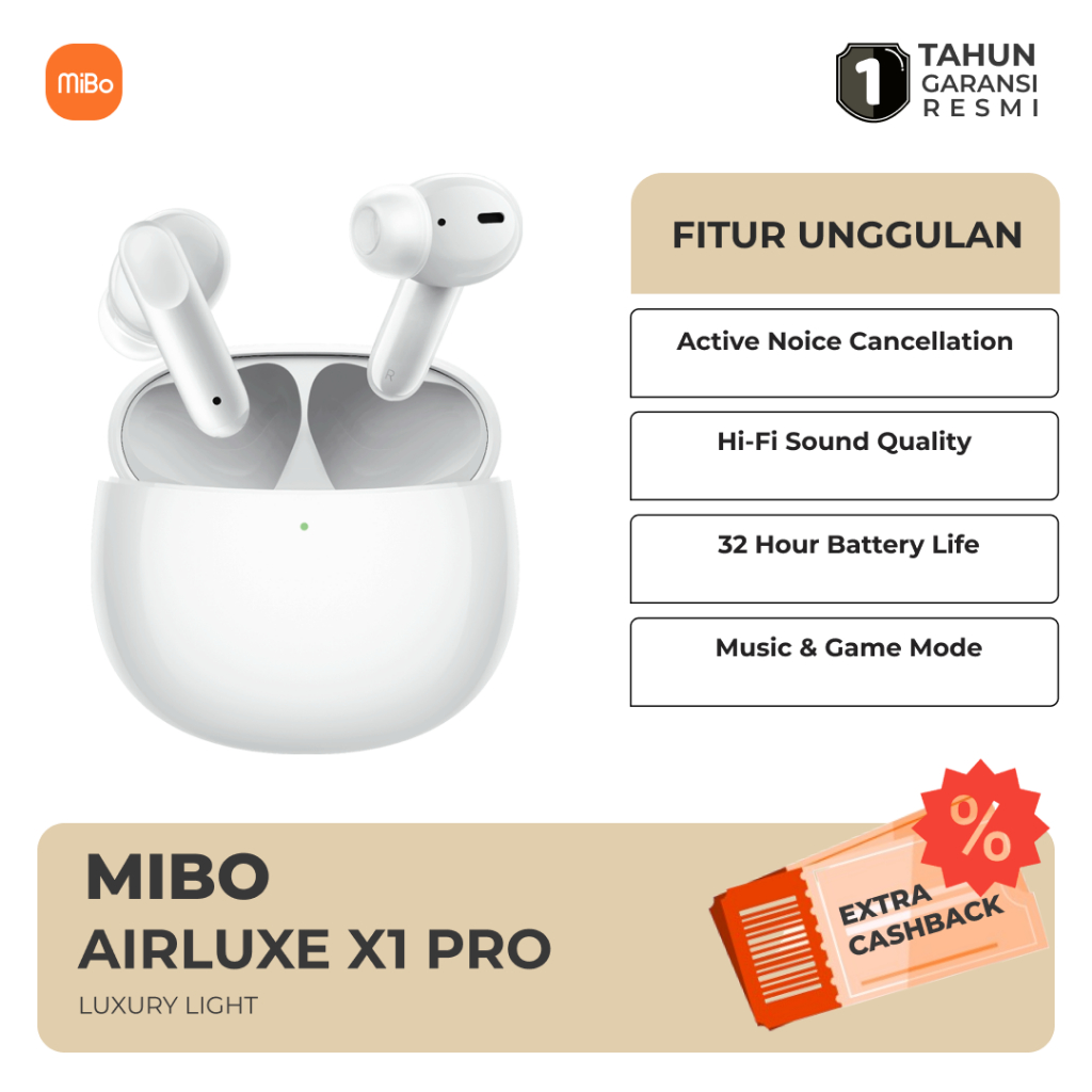 Jual MiBo Airluxe X1 Pro TWS - Bluetooth 5.3 | ANC | Hi-Fi Sound | Game ...