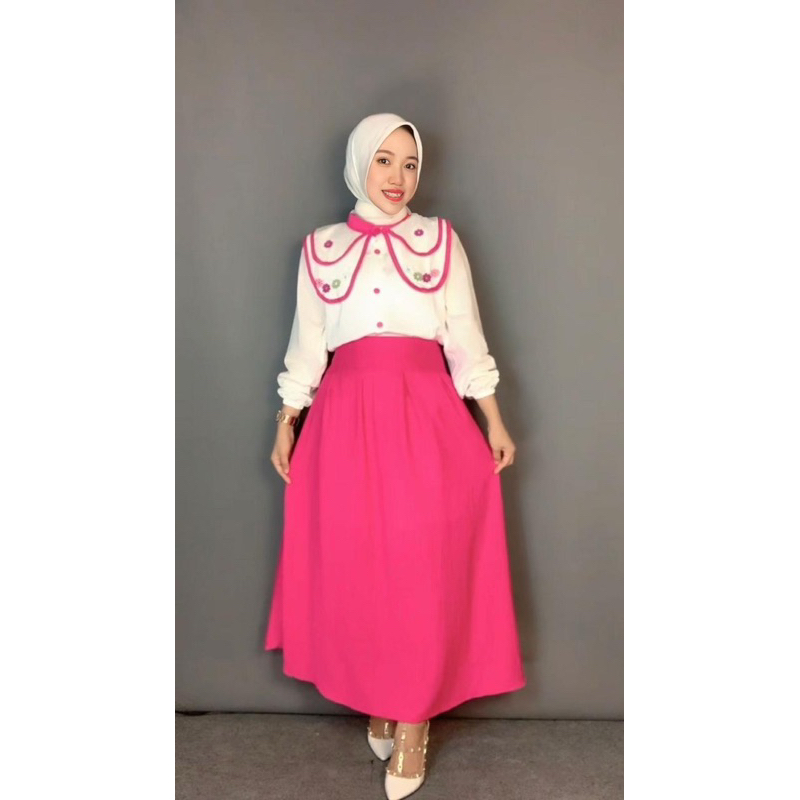 Jual MILKA REMPEL LIST ONE SET ROK KOMBINASI LIST POLO LINEN PREMIUM ...