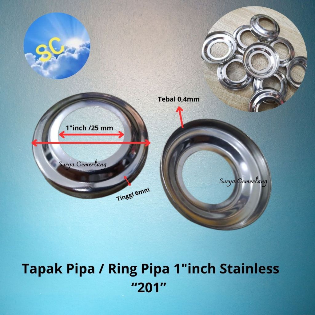 Jual Tapak pipa Ring pipa 1"inch stainless Steel Tangga 1" inch "201 ...