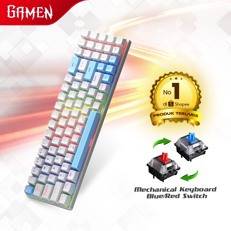 Jual GAMEN Titan Elite White Blue Switch Keyboard Gaming Mechanical RGB ...