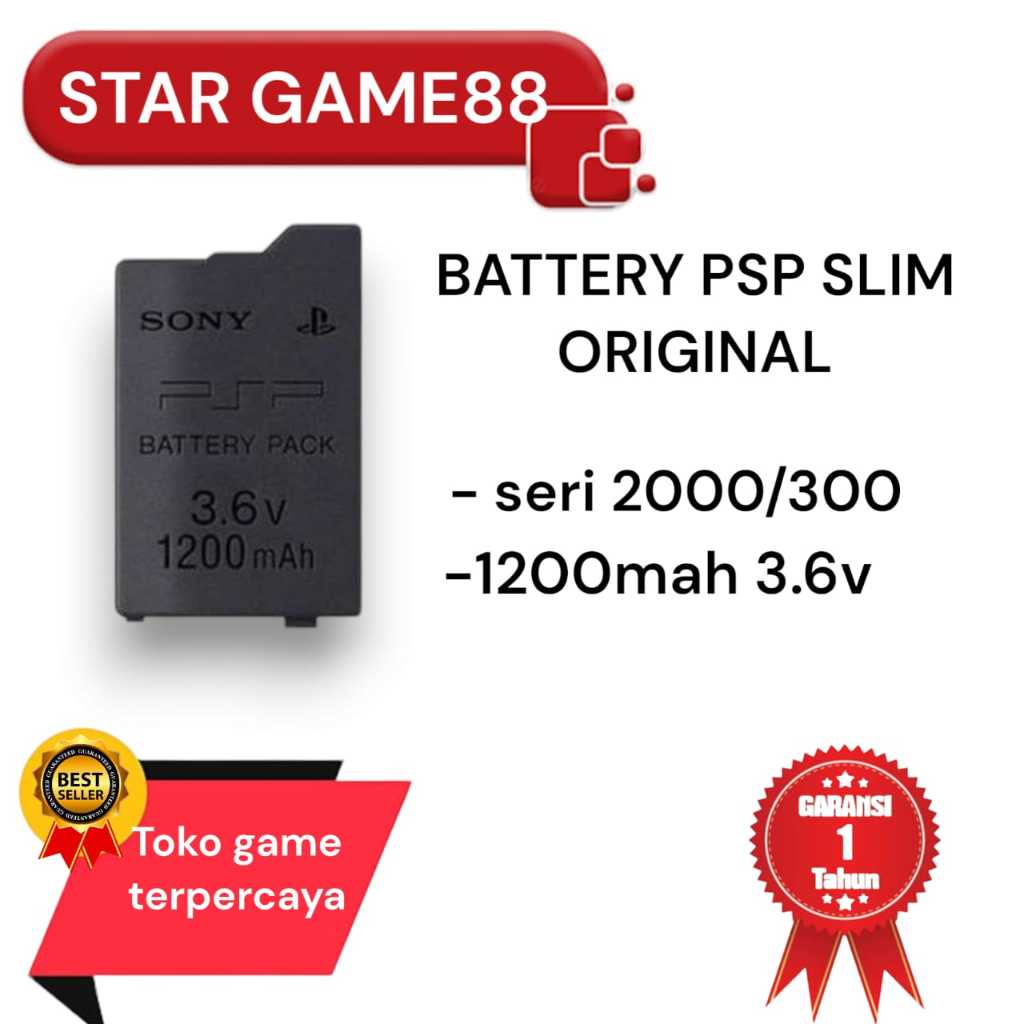 Jual BATTERY PSP SLIM SONY ORIGINAL SERI 2000/3000 1200MAH/3.6V ...