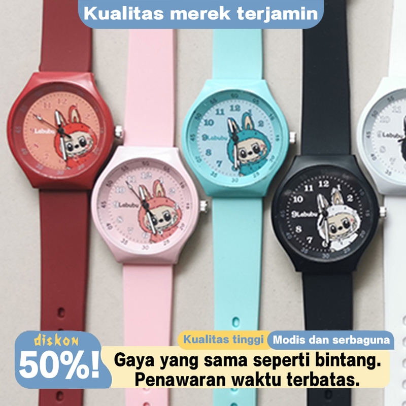 Jual LABUBU Jam Tangan Wanita Tali Rubber Premium Bulat Warna-Warni ...
