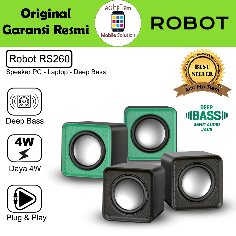 Jual Speaker Robot RS260 Deep Bass Portable Music for Gaming PC ...