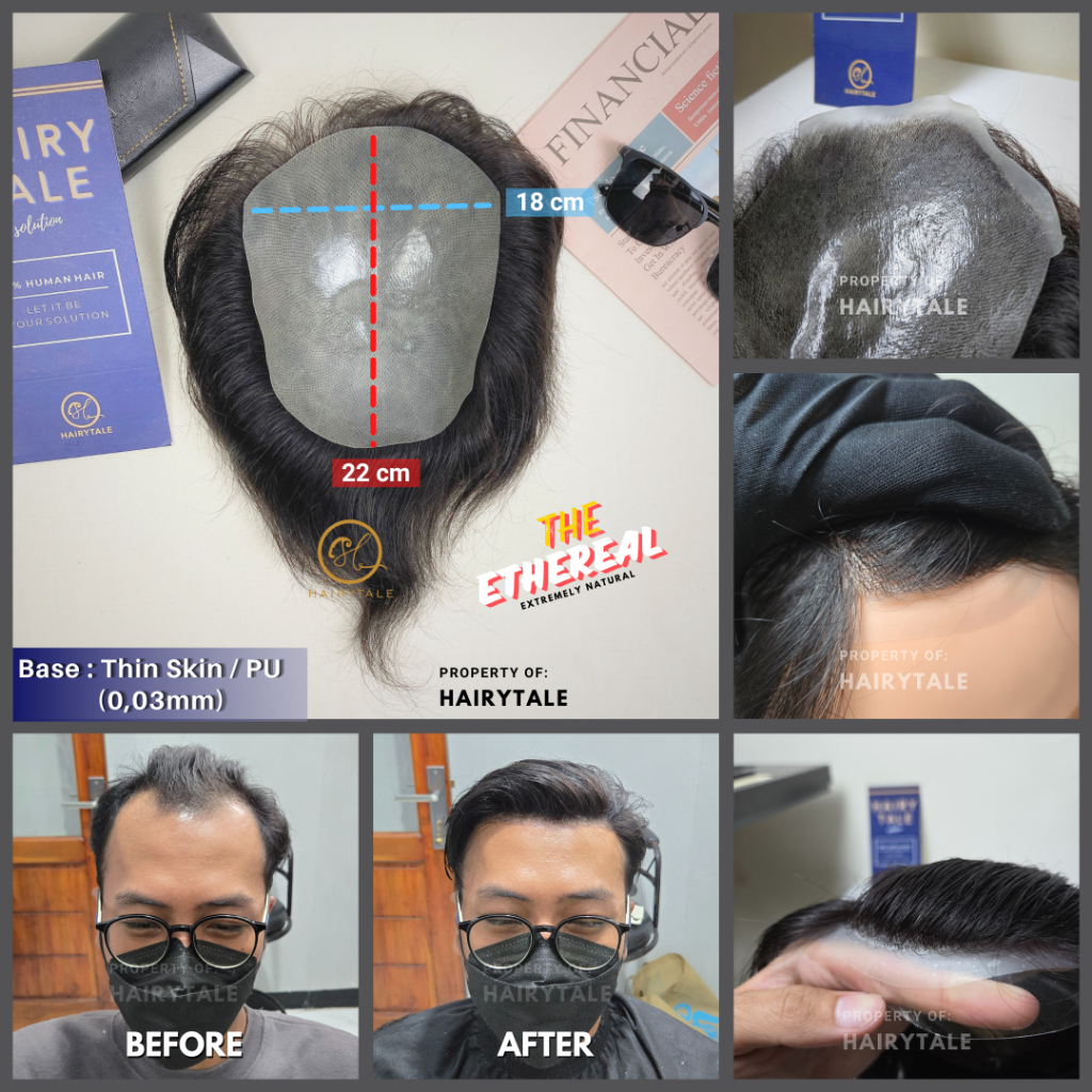 Jual Toupee / tutup botak pria, Thin skin (0,03mm), custom size ...