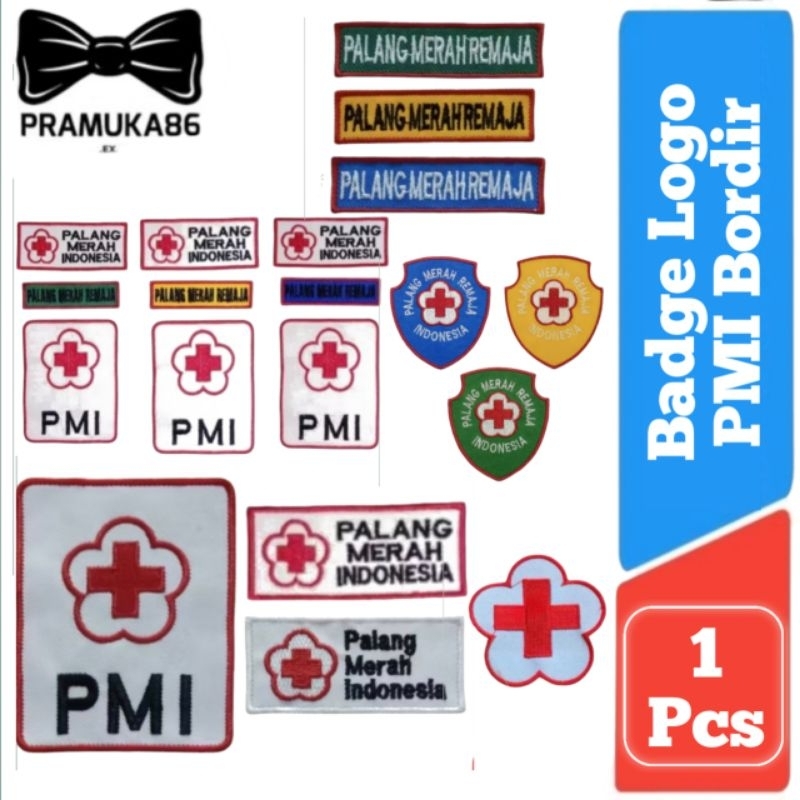 Jual Badge Logo PMI Bordir SD SMP SMA / Bedge Palang Merah Indonesia ...