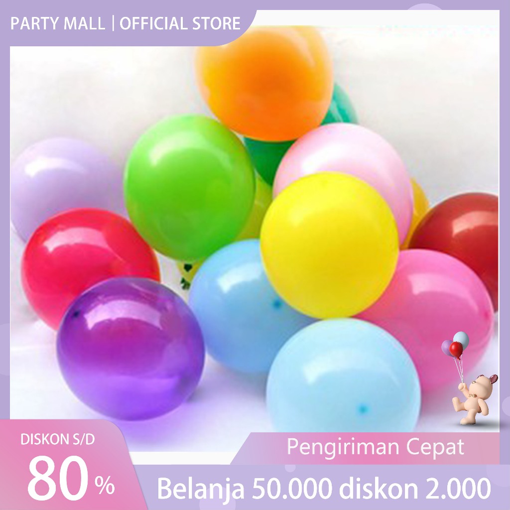 Jual Balon Latex Doff Ukuran 12 inch Bulat / Balon Karet Doff Warna ...