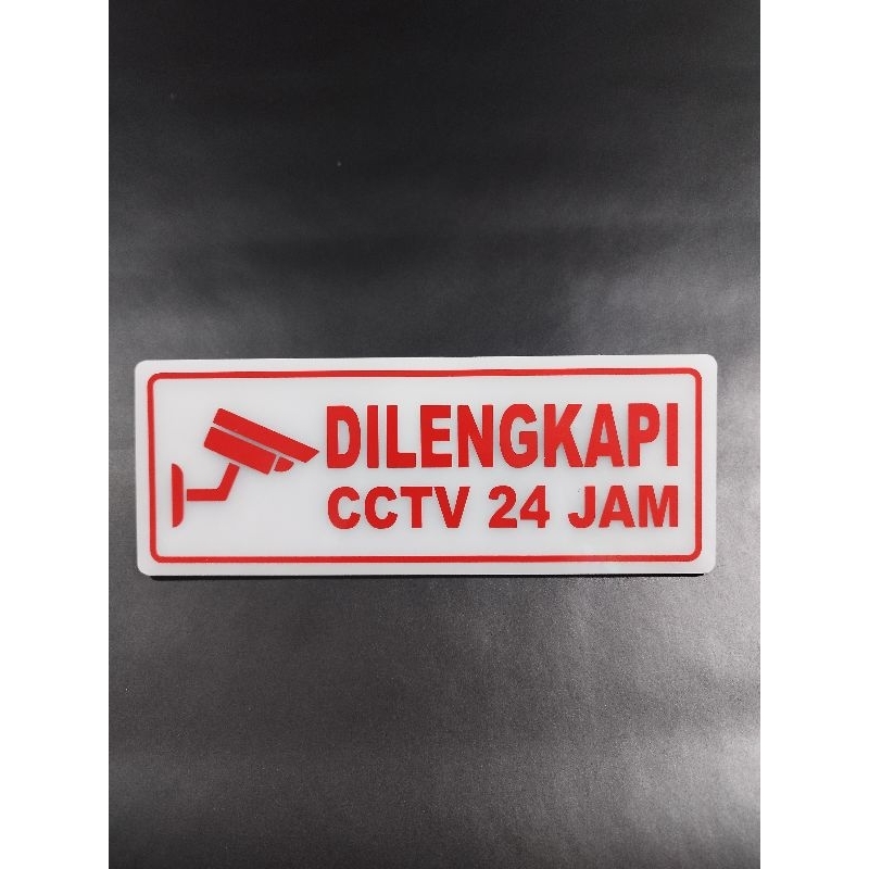Jual sign akrilik "DILENGKAPI CCTV" ukuran 9×24 cm | Shopee Indonesia