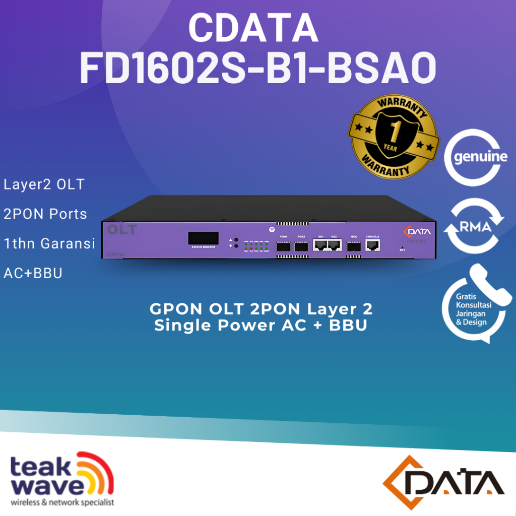 Jual C-Data FD1602S-B1-BSA0 GPON OLT L2 2PON AC+BBU GPON OLT FD1602S-B1 ...