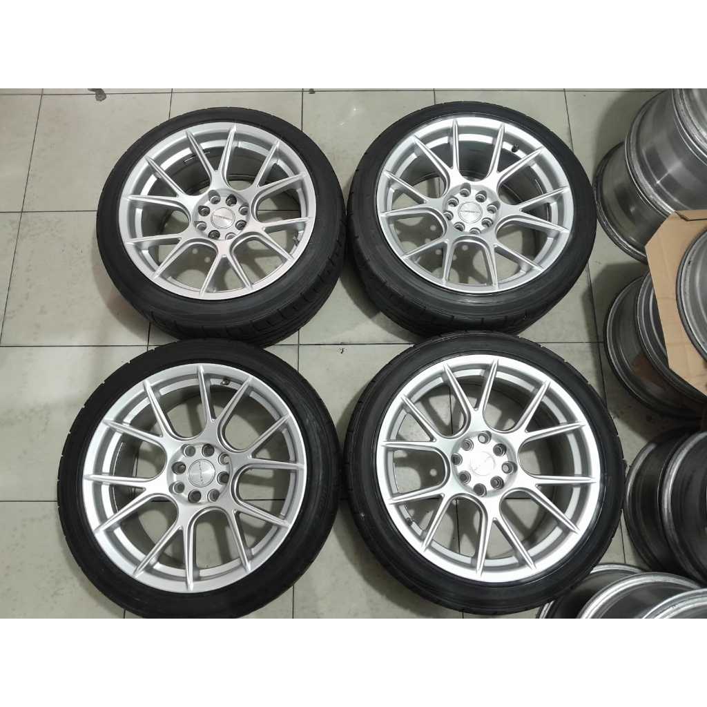 Jual Velg Mobil Racing R17 Pcd 4x100 - 4x114 + Ban Dunlop 215 45 17 Like new | Shopee Indonesia