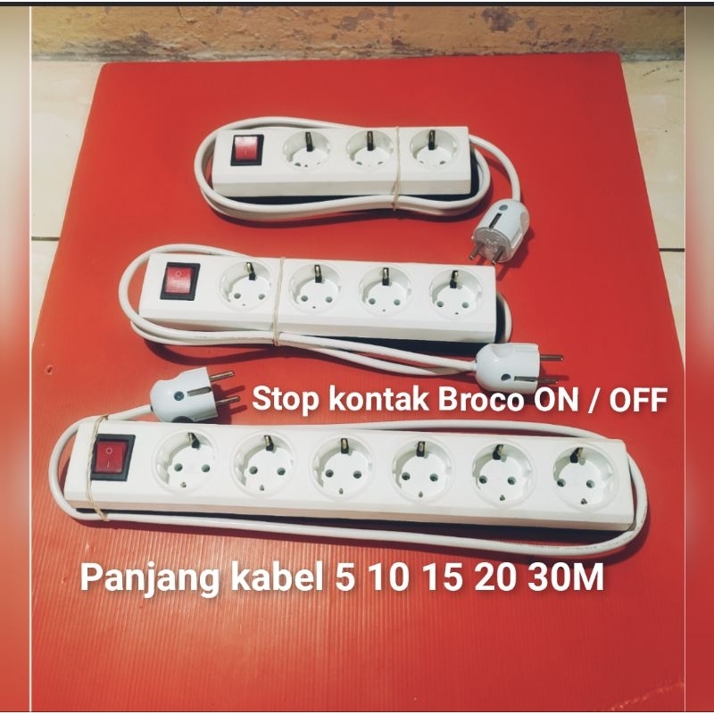 Jual STOP KONTAK BROCO SAKLAR ON/OFF 3 4 5 6 LUBANG KABEL 1 2 3 4 5 6 7 8 9 10 15 20 30 METER ...