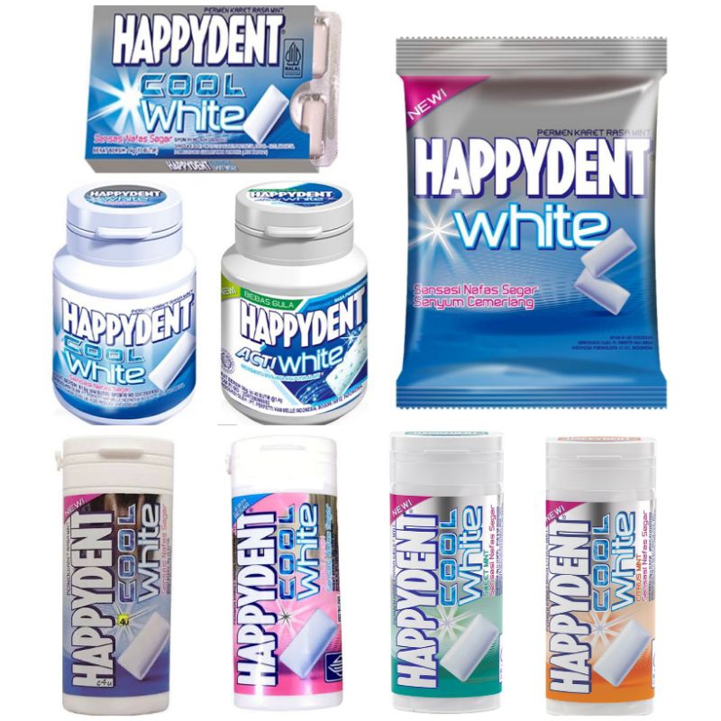 Jual HAPPYDENT White Mint Aneka Permen Karet Sachet Botol cool ...