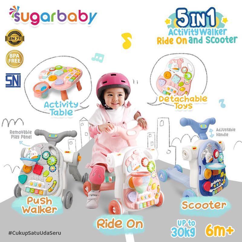 Jual SUGAR BABY 5IN1 PUSH WALKER ACTIVITY TABLE RIDE ON SCOOTER// 10IN1 ...