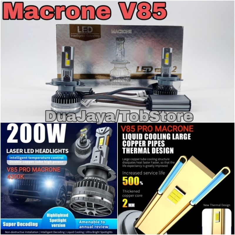 Jual LAMPU LED MOBIL LAMPU LED MACRONE V85 PRO 4300K WARMWHITE RAIN RECOMMENDATION ATAU ...