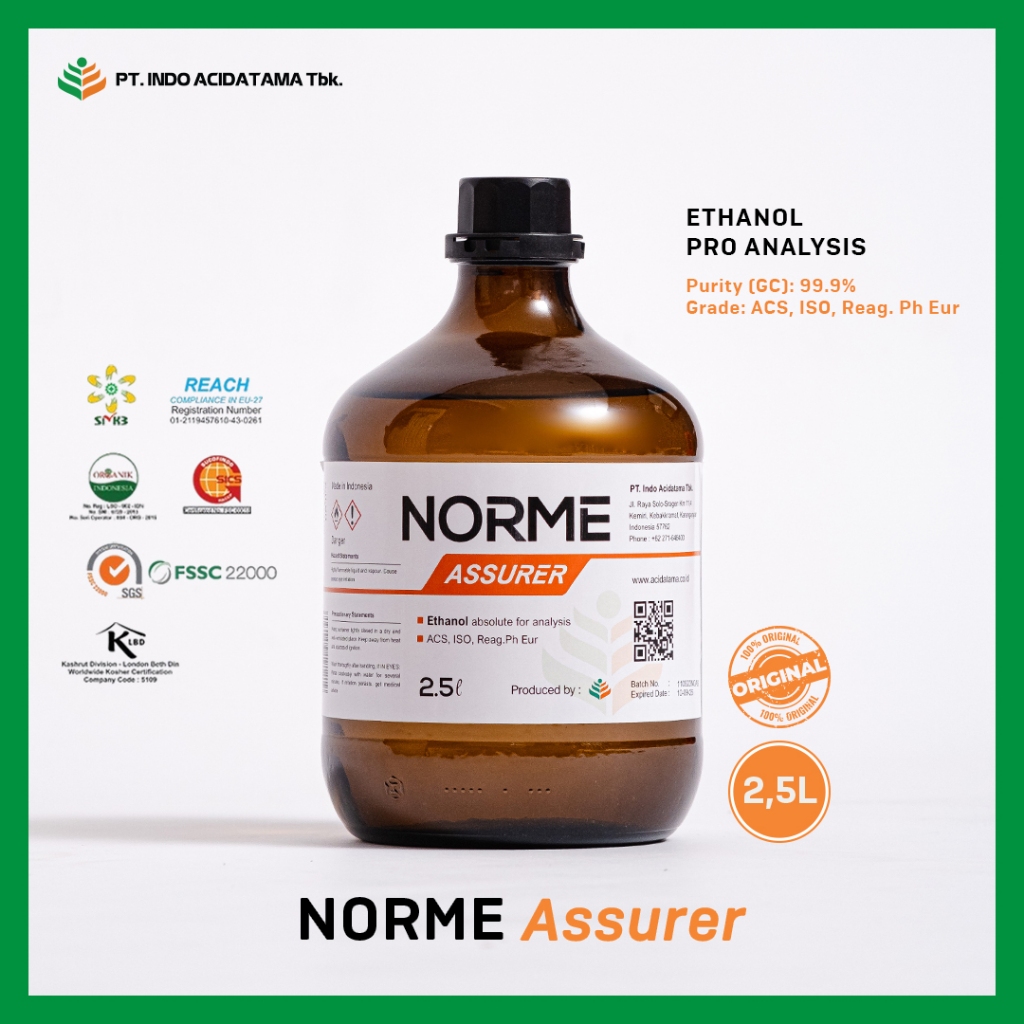 Jual Ethanol Absolute Norme Assurer / Ethanol Pro Analis / Alkohol Absolut 99% / Etanol ...