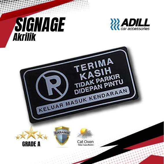 Jual Sign Board "Terimakasih Tidak Parkir Di Depan Pintu" Akrilik ...