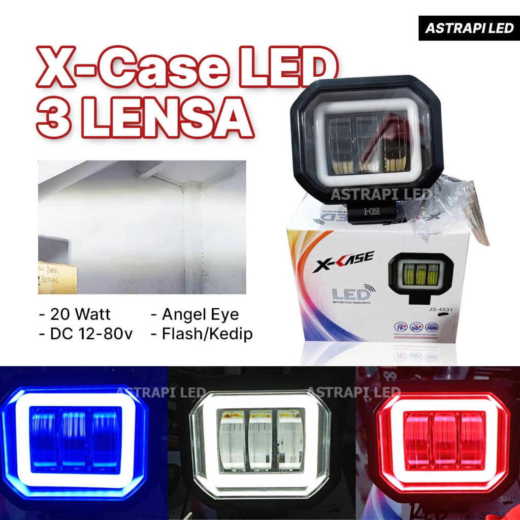 Jual X-Case Lampu LED 3 Mata 3 Lensa Angel Eye 20 Watt Bisa Flash Kedip ...