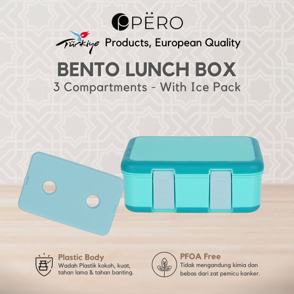Jual [New Product] Pero Bento Lunch Box 3 Compartments with Ice Pack ...