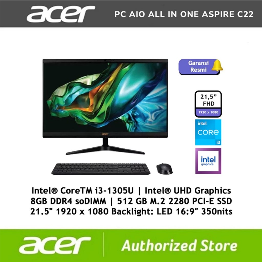 Jual ACER PC AIO All In One Aspire C22 1800 i3 1305U 8GB 512GB SSD W11 ...