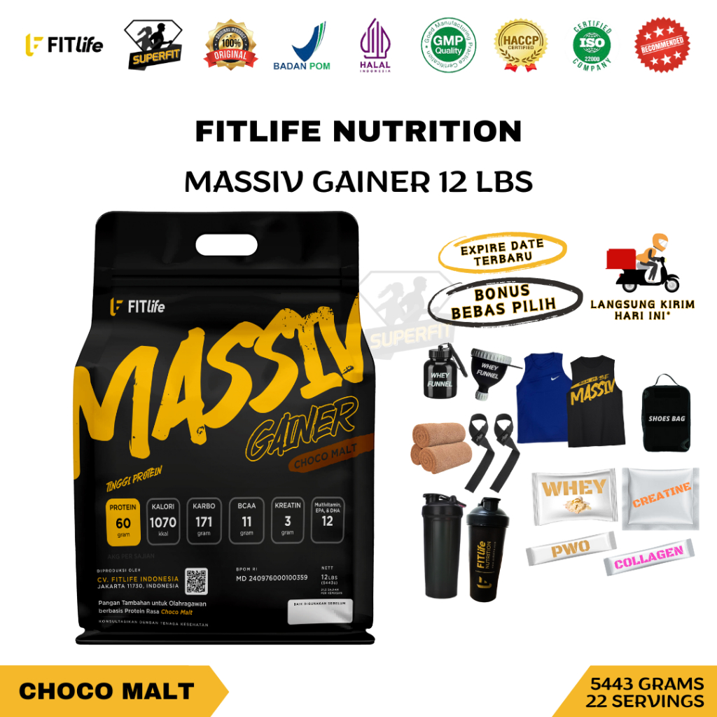Jual Fitlife MASSIV GAINER 12 Lbs MPro Upgraded 5,4 Kg 12LB Massive ...