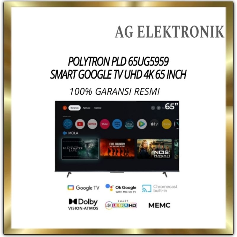 Jual POLYTRON 65 INCH PLD 65UG5959 Google tv android 4K uhd 65 inch ...