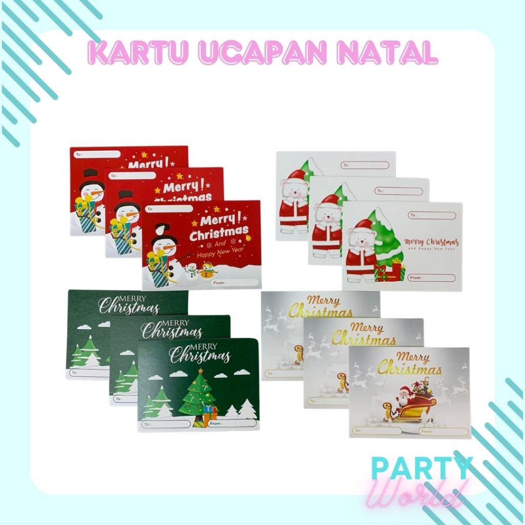 Jual 10 Pcs Greeting Card Tebal Natal Christmas Kartu Ucapan X Mas ...
