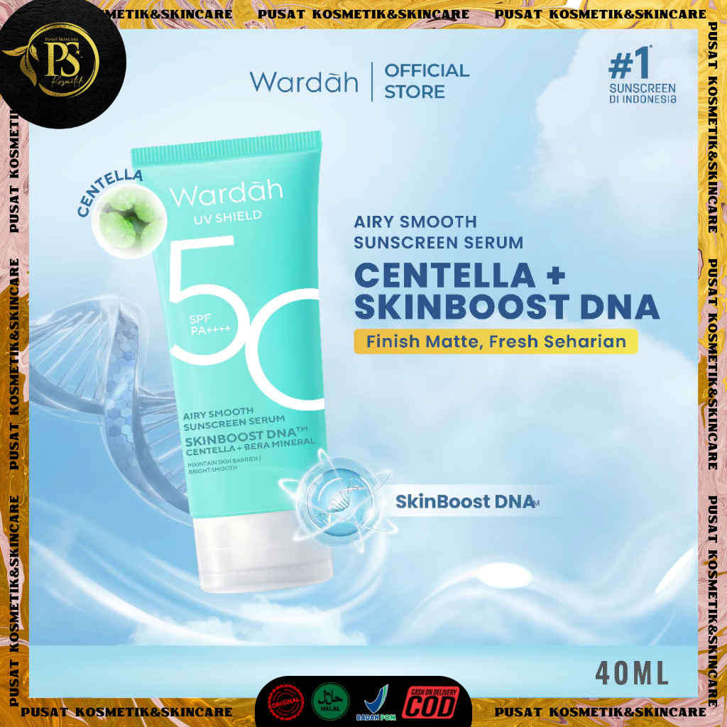 Jual Wardah UV Shield Airy Smooth Sunscreen Serum SPF 50 PA++++ | Netto 25ML & 40ML | Shopee ...