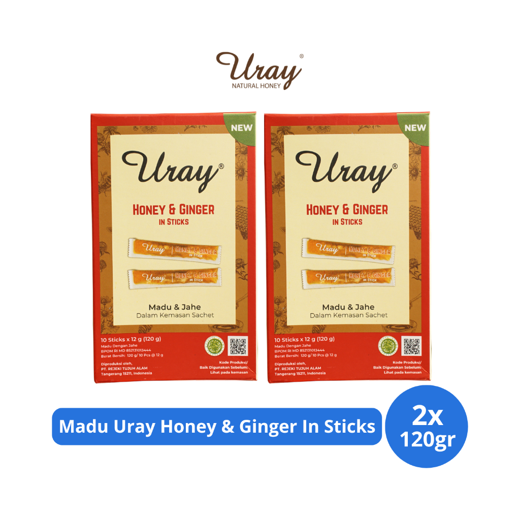 Jual Madu Uray Honey & Ginger In Sticks 120gr x 2 pcs | Shopee Indonesia