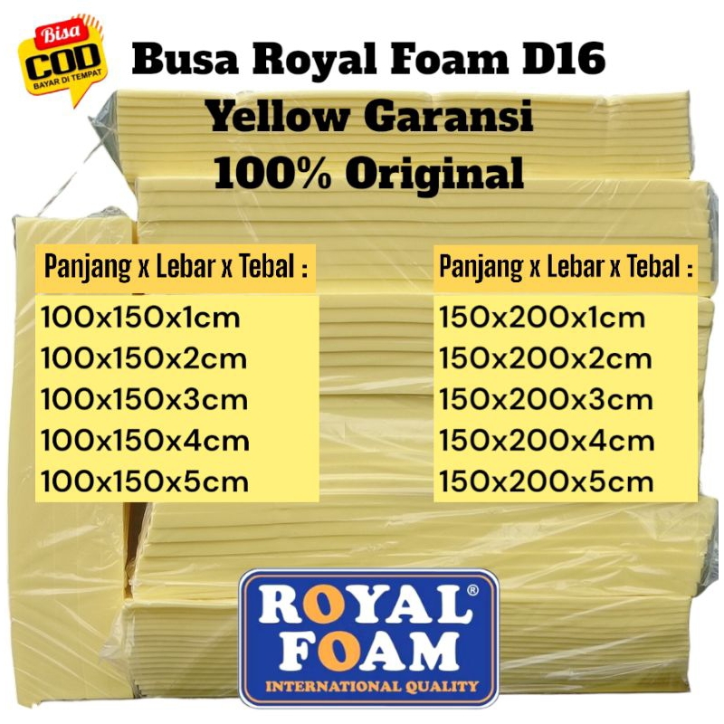 Jual BUSA LEMBARAN ukuran 150x200 / 100x150 Busa Yellow Density 16 ...