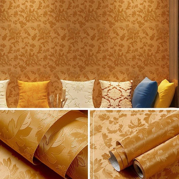 Jual Wallpaper Sticker Dinding Bunga Emas Panjang 8 Meter x Lebar 45cm ...