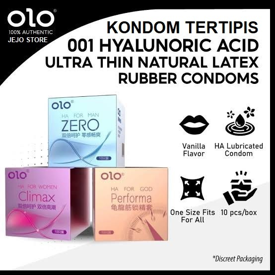 Jual Kondom OLO HA Hyalunoric Acid Zero Climax Performa 10 Pcs 001 Paling Tipis Premium Rubber ...