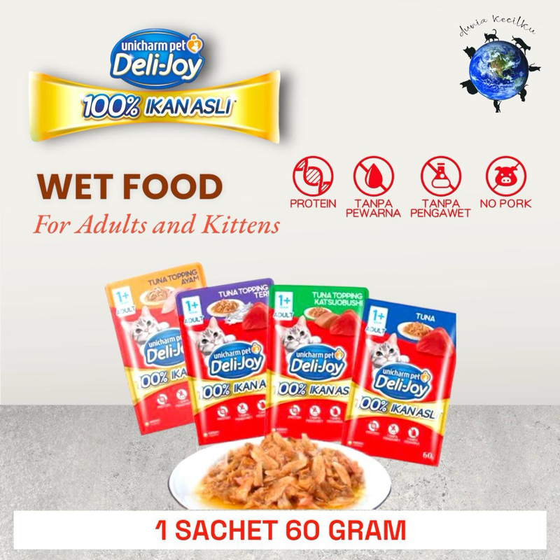 Jual Delijoy - Deli Joy Wet Food Pouch Adult & Kitten 100% Ikan Asli ...