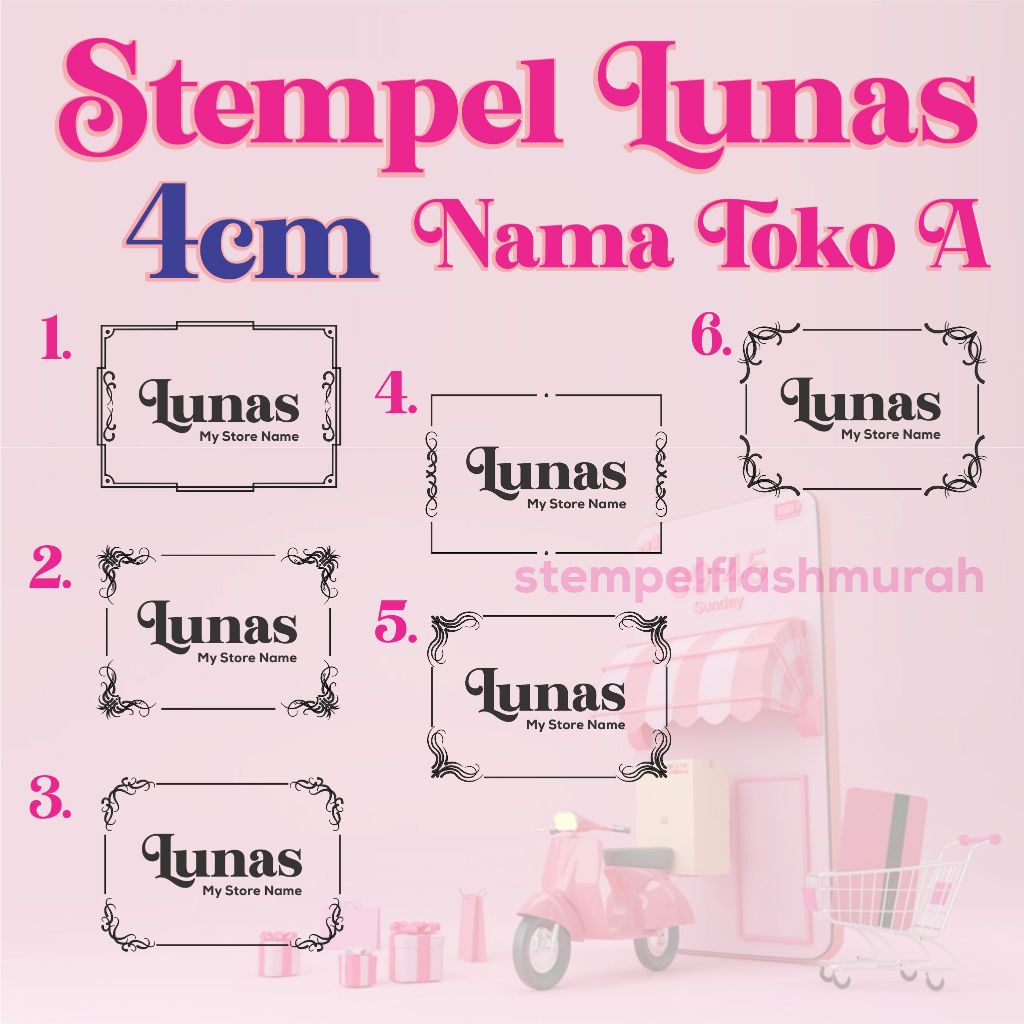 Jual stempel lunas frame A 4cm lunas nama toko perusahaan nota kasir ...