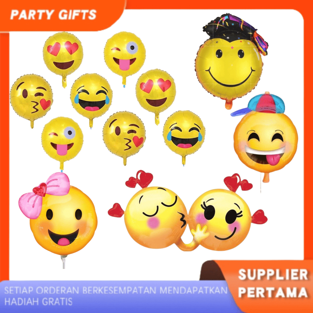 Jual PARTYGIFTS Balon Foil Emoticon Aneka Simbol Unik Yellow | Shopee ...