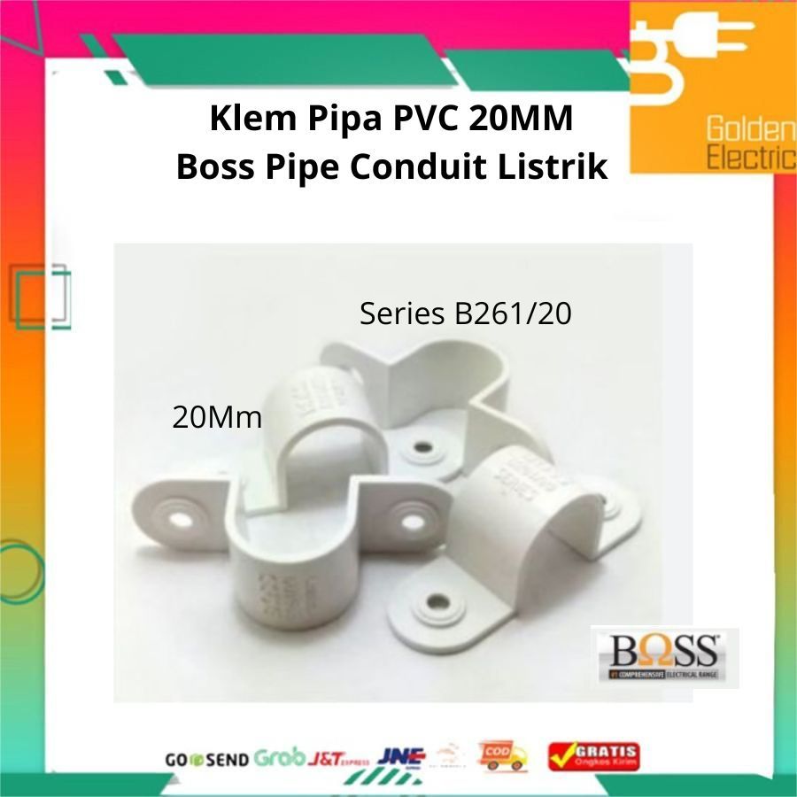 Jual Klem Pipa PVC 20mm BOSS Series B261/20 WE Omega Saddle Clamp Putih ...