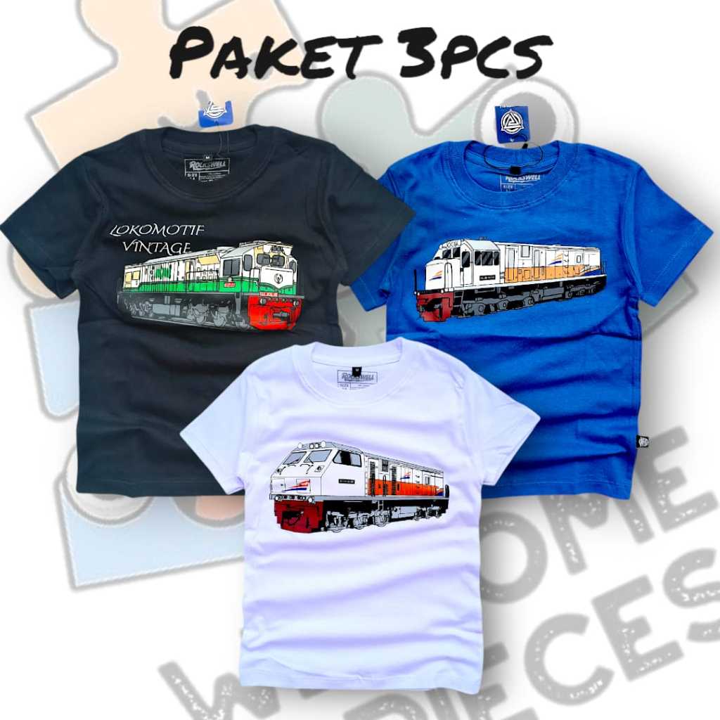 Jual Baju kaos kereta api anak paket 3pcs hemat bahan katun premium ...