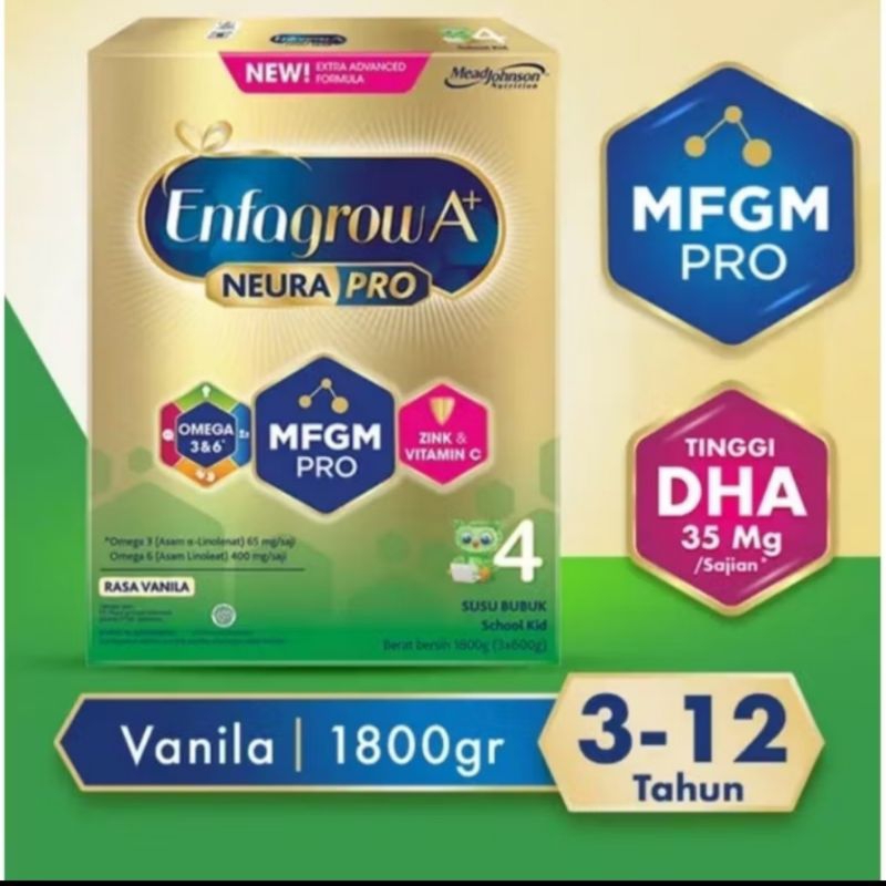 Jual ENFAGROW A+4 VANILA 1800g SUSU FORMULA ANAK USIA 3-12 TAHUN | Shopee Indonesia