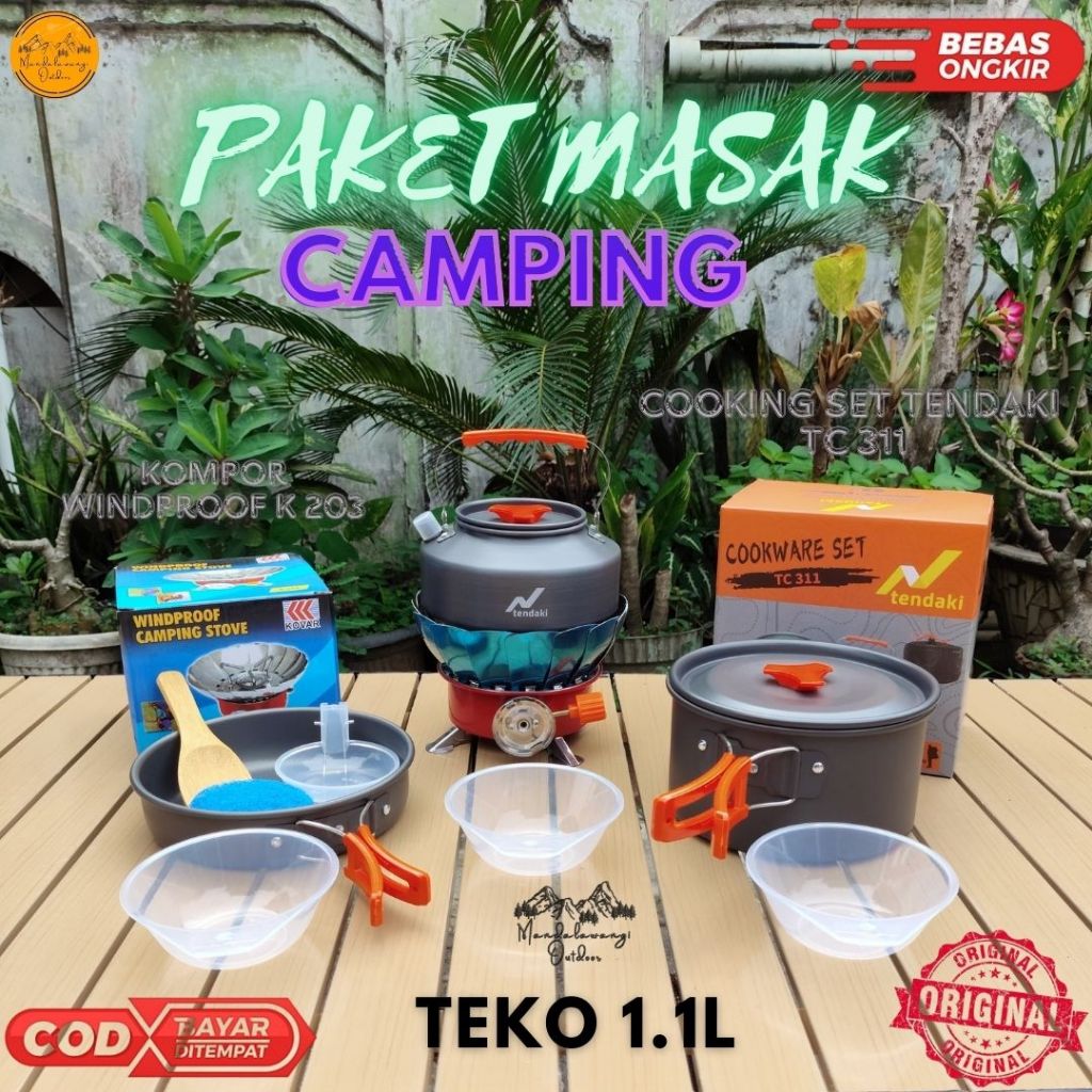 Jual PAKET 1 SET TENDAKI ALAT MASAK CAMPING KOMPOR DAN COOKING SET ...