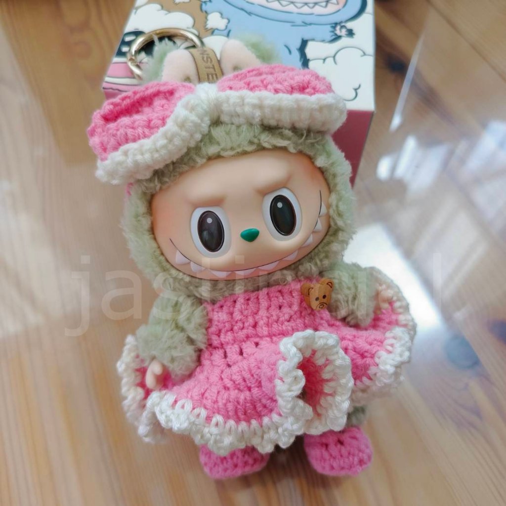 Jual Handmade Labubu The Monster Ribbon Dress Shoes Crochet Rajut ...