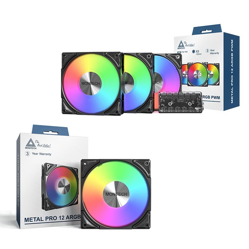 Jual Montech FAN CASING Metal Pro 12 120mm ARGB PWM 3 in 1 - Cooler Fan ...