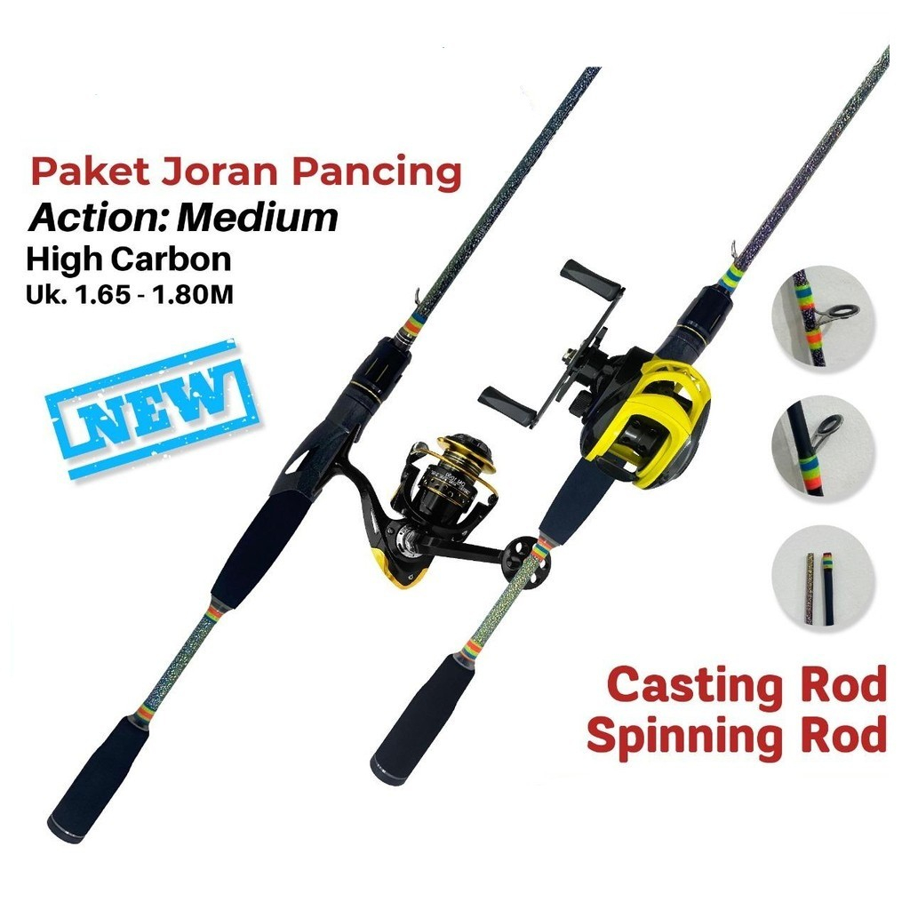 Jual 1 Set Joran Pancing Jigging Lure Rainbown Spinning&Casting 5-18LB ...